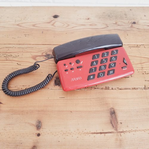 Vintage Black and Red Desk Phone, 1970s for sale at Pamono