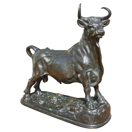 Bronze Roman Bull with Brown Patina attributed to A. Clesinger, 19th ...