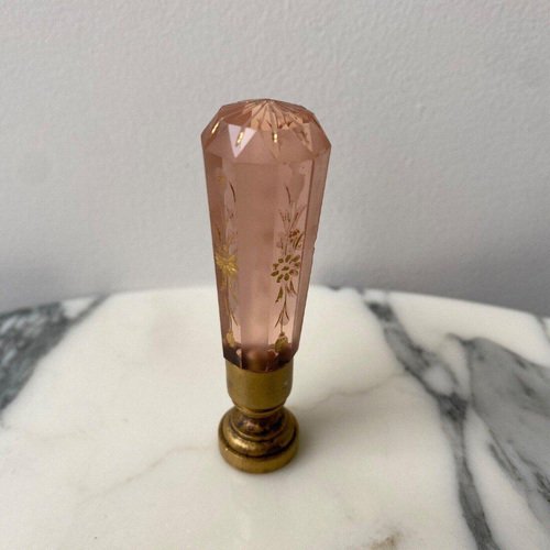 Crystal Stamp with Cutaway Enhanced with Golden Engravings, Late 19th ...