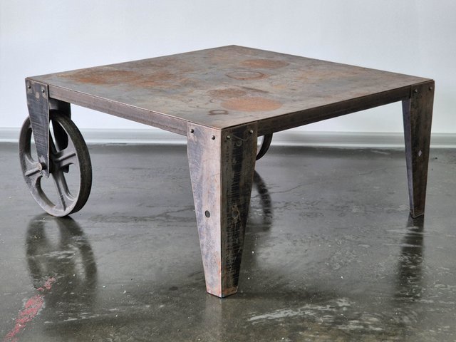 Brutalist Industrial Steel Coffee Table for sale at Pamono
