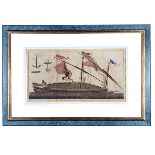 Bernard Fecit, Drawing of a Galley, 1772, Engraving for sale at Pamono