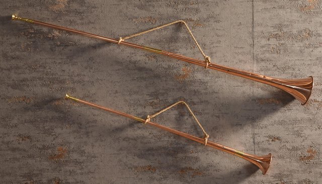 Copper and Brass Coaching Horns, Set of 2 for sale at Pamono
