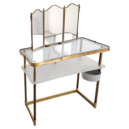 Coiffeuse Mid-Century avec Miroir Triptyque par Luigi Brusotti, 1950s ...