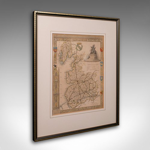 Antique English Framed Lithography County Map, 1860s for sale at Pamono