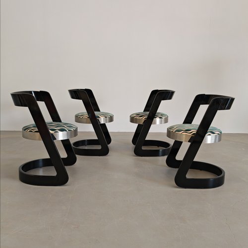 Optical Velvet Chairs by Mario Sabot, 1970s, Set of 4 for sale at Pamono