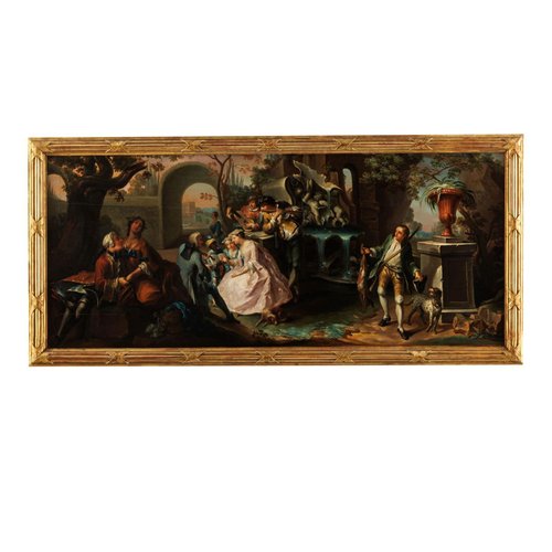 French School Artist, Gallant Party in the Park, Oil Painting, Mid ...