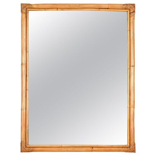 Large French Riviera Rectangular Mirror in Bamboo and Rattan Wicker ...