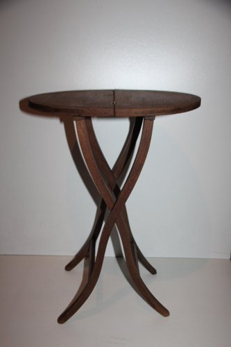 Small Round Folding Wooden Side Table for sale at Pamono