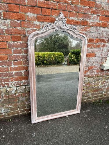 Large Antique 19th Century French Carved Wood Shaped Top Mirror for ...