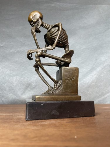 Bronze on Marble Skeleton Statue for sale at Pamono