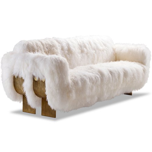 White fur sofa store
