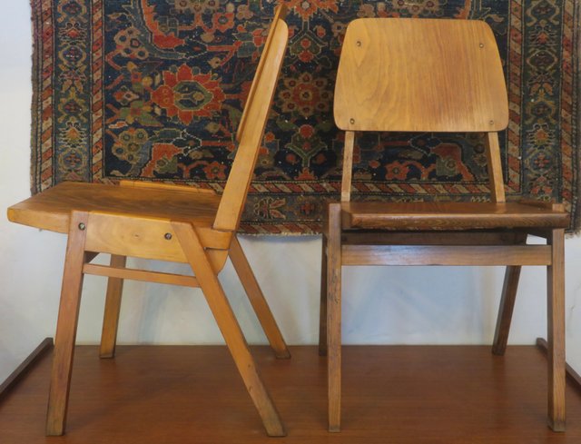 Mid-Century Patinated Stacking Chairs, 1950s, Set of 2 for sale at Pamono