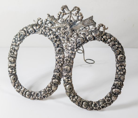 19th Century Floral Repousse Sterling Silver Double Picture Frame ...