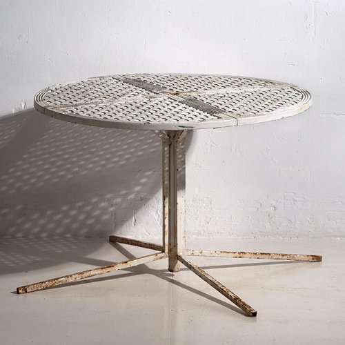 Antique White Round Outdoor Table, 1930s for sale at Pamono