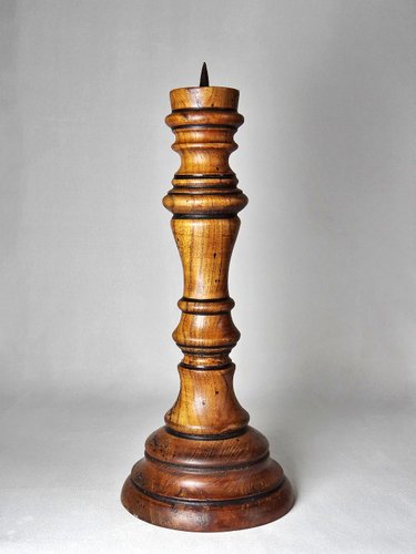 Large Spade Candleholder in Turned Wood for sale at Pamono