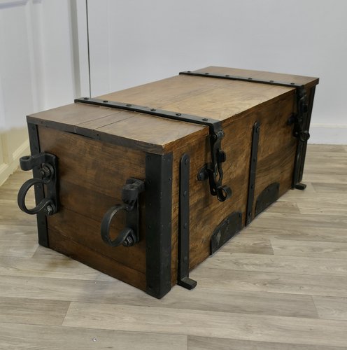 French Elm Cannonball Box with Iron Hasps and Carrying Hoops for sale ...