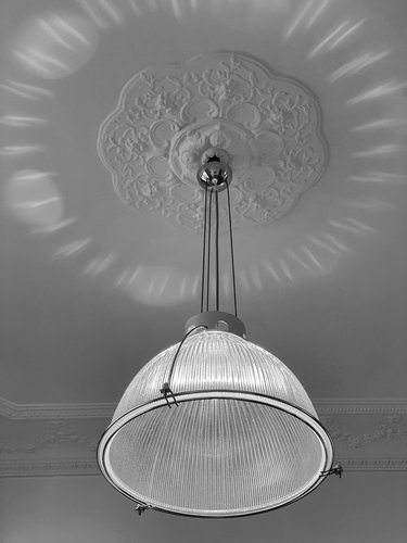 Large Prismatic Glass Ceiling Light Made by Holophane for sale at Pamono