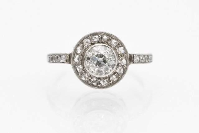 French White Gold Ring with Diamonds, 1960s for sale at Pamono