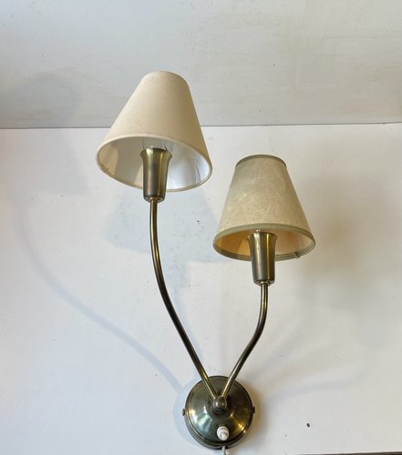 Mid-Century Italian Dual Wall Sconces in Brass, 1950s for sale at Pamono