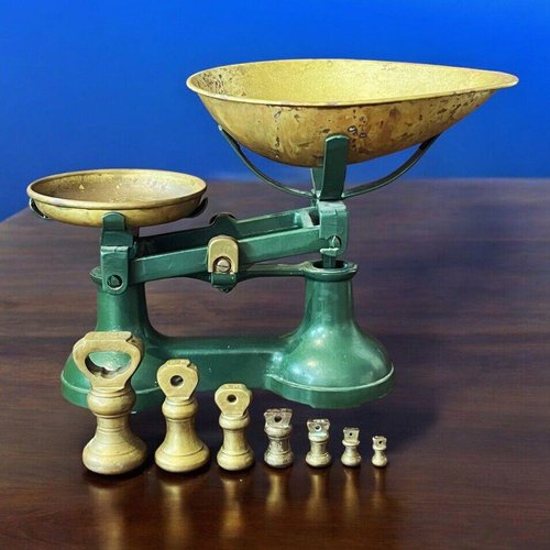 Brass Bell Weights Scales with Brass Bell Weights, Set of 8 for sale at ...