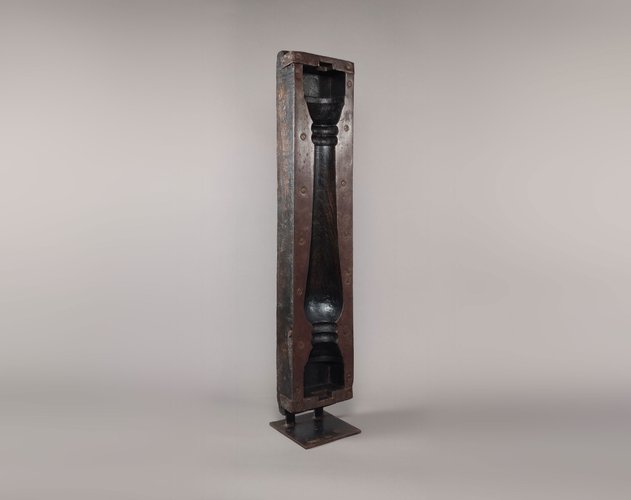 Industrial Carved Hardwood & Metal Plate Baluster Mould Sculpture ...