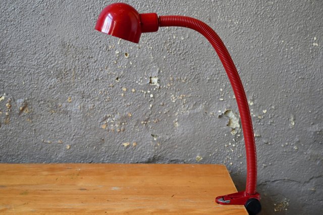 Vintage Snake Desk Lamp in Red, 1970s for sale at Pamono