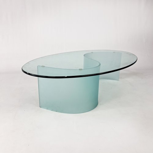 Italian Curved Glass Coffee Table, 1990s for sale at Pamono