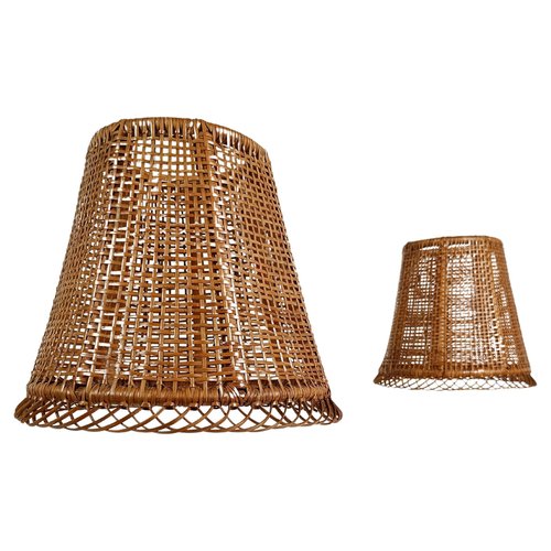 Vintage Conical Lamp Shades in Rattan and Wicker, 1960s, Set of 2 for ...