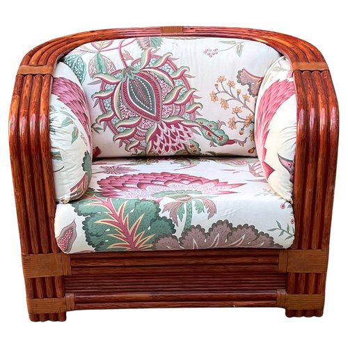 Butaca de bambú y ratán atribuida a Maugrion para Roche Bobois, Francia ...