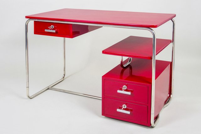 Bauhaus Red Writing Desk in Lacquered Wood, Germany, 1930s for sale at ...