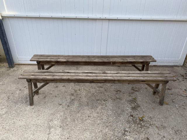 Oak Wood Farm Benches 2m for Rustic Farm Table 1900, 1890s, Set of 2 ...