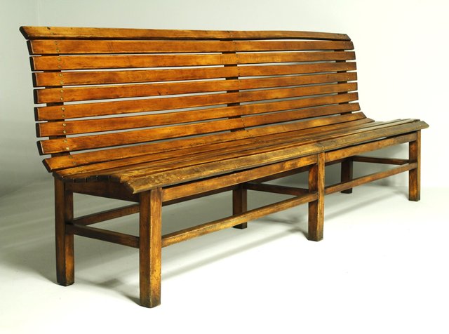 Long Indoor Railway Station Bench in Beech, 1930 for sale at Pamono