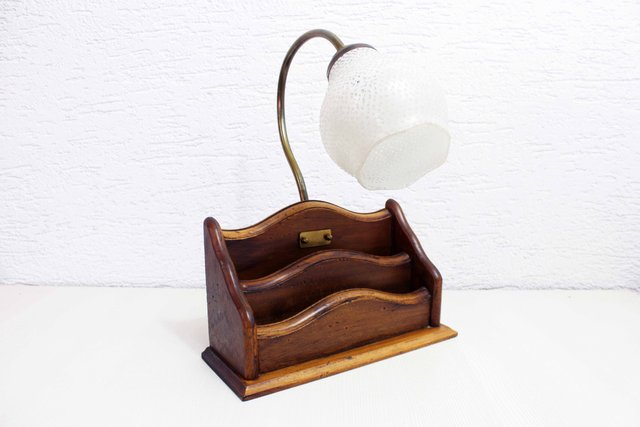 Vintage Letter Holder with Desk Lamp, 1950s for sale at Pamono