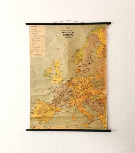 Vintage School Wall Map by JRO, 1960s for sale at Pamono