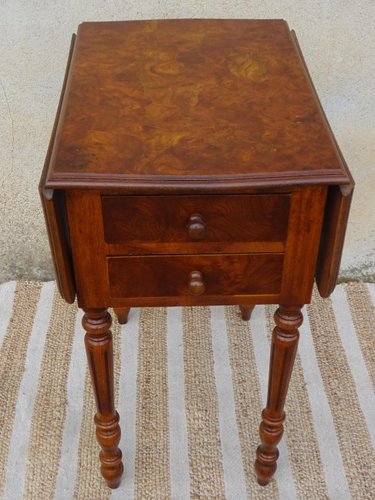 Bedside Table with Extendable Burl Walnut Top, 1920s for sale at Pamono
