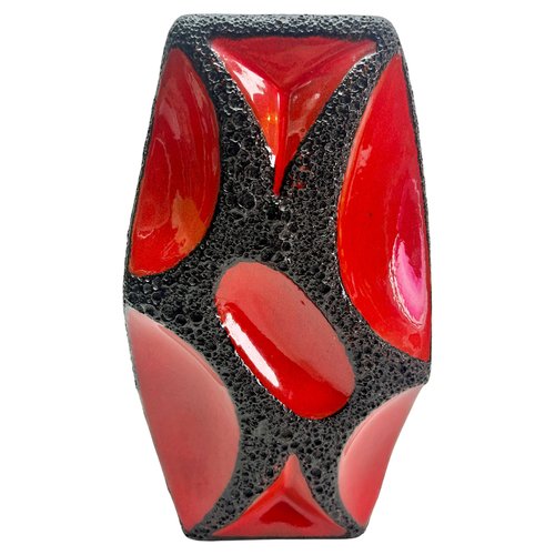 Dorothea Roth Ceramic Vase Guitare en Lave Grasse in Red & Black, W ...