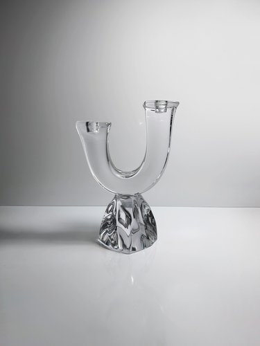 Vintage Crystal Glass Candleholder by Jean Daum for Daum, France, 1960s ...