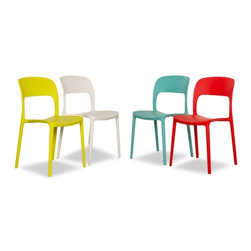 Yellow, Red, Light Blue & White Gypsi Plastic Chairs from Bontempi, Set ...