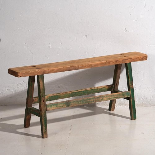 Antique Entry Bench with Green Patina, 1870 for sale at Pamono