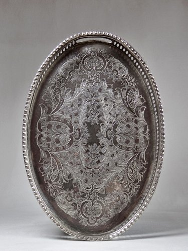 Small Silver Metal Tea Tray with Bird Legs for sale at Pamono