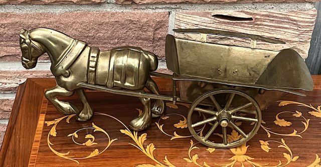 Decorative Brass Horse-Drawn Carriage, 1920s for sale at Pamono