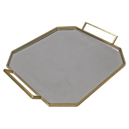 Italian Modern Octagonal Mirrored and Gilded Steel Tray by Gottinghen ...