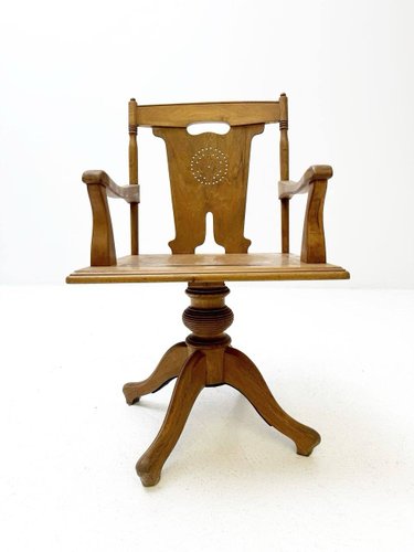 Vintage Oak Swivel Office Chair for sale at Pamono