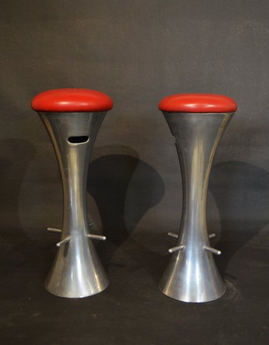 Set of Cone Bar Stools in Stainless Steel for sale at Pamono