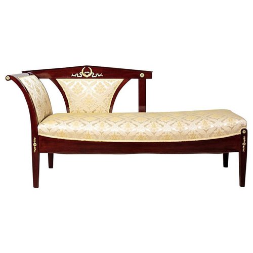 Antique Chaise Lounge in Yellow Fabric with Brass Details, 1890s for ...