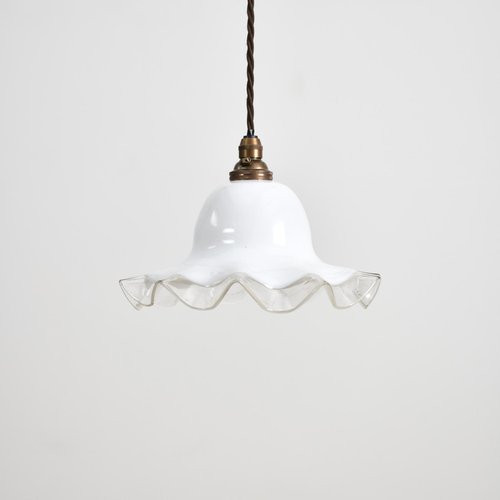 French Frilly Glass Pendant Light, 1930s for sale at Pamono