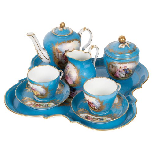 19th Century Napoleon III Sèvres Porcelain Tea, Set of 6 for sale at Pamono