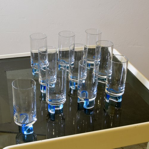 Glasses in Worked and Colored Glass, 1970s, Set of 10 for sale at Pamono