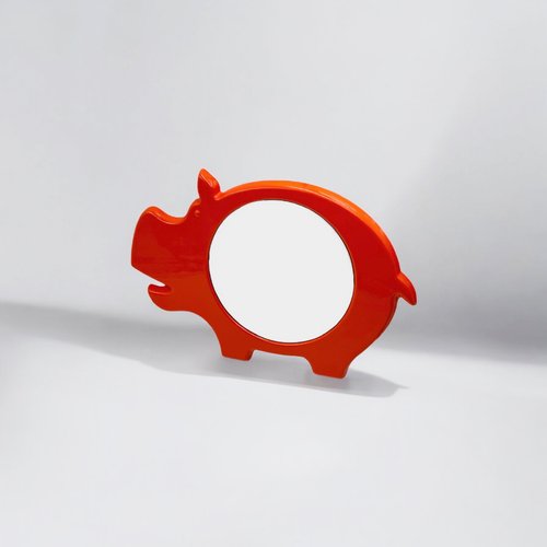 Space Age Orange Wall Mirror with Hippo Shape from Poss Denmark, 1960s ...