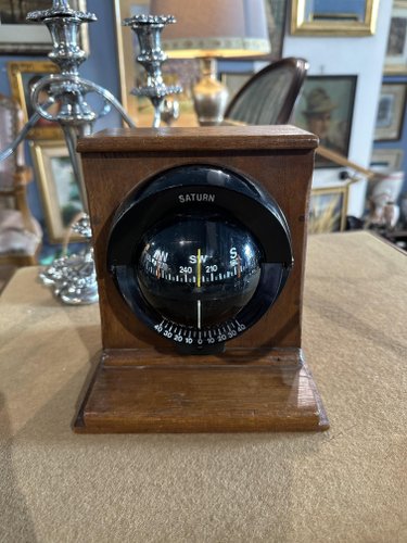 English Nautical Table Compass Mounted on an Oak Wood Structure for ...